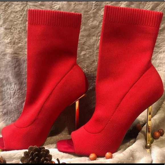 Shoes | Red Ankle Booties | Poshmark